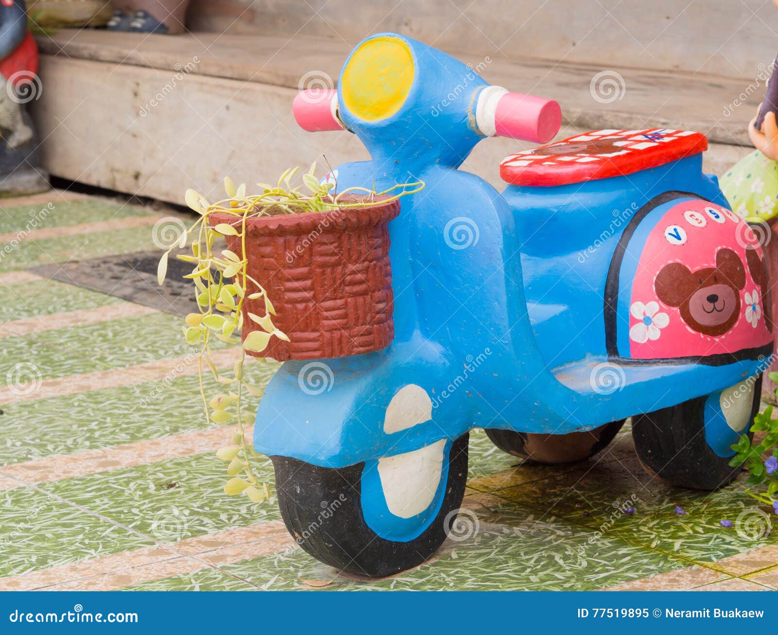 Blue Motorcycle Made of Baked Clay. Stock Image - Image of object ...