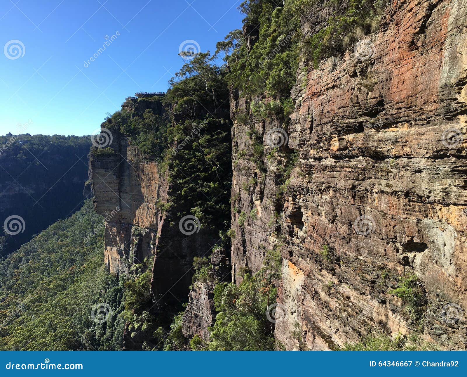 Blue Mountain Cliff stock image. Image of nature, brown - 64346667