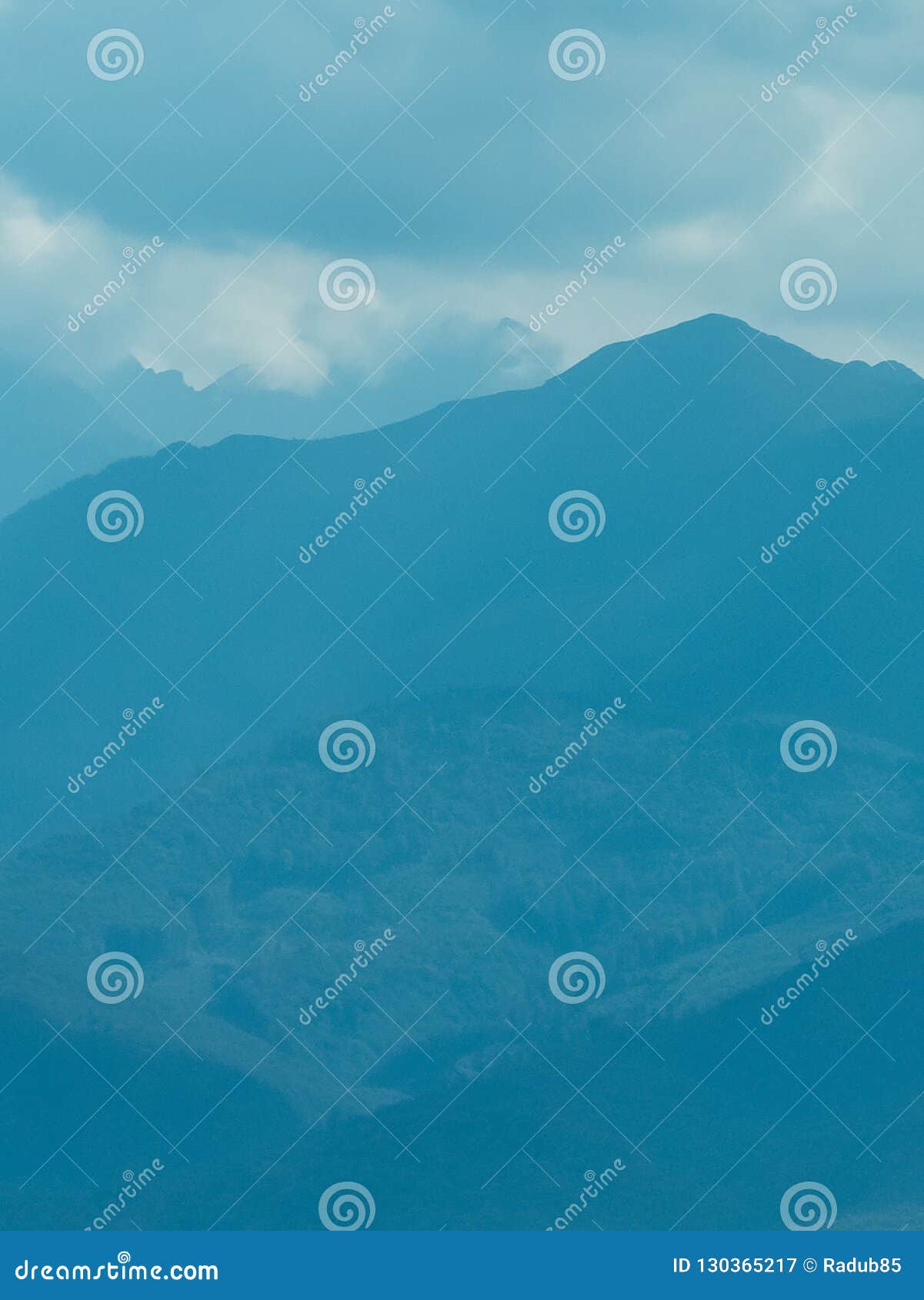 Blue Mountain Crests with Mist Landscape Stock Image - Image of morning ...