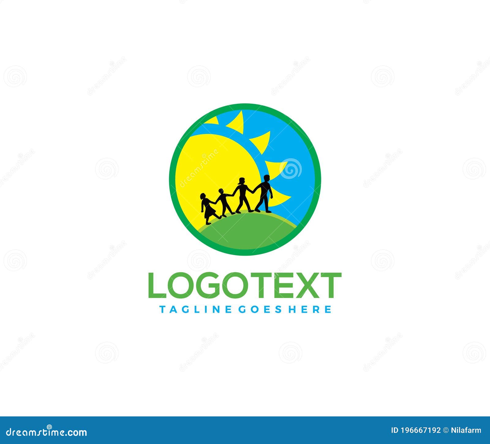 Family Walking Together, Parent and Children Logo Vector Illustration ...