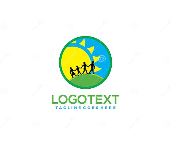 Family Walking Together, Parent and Children Logo Vector Illustration ...