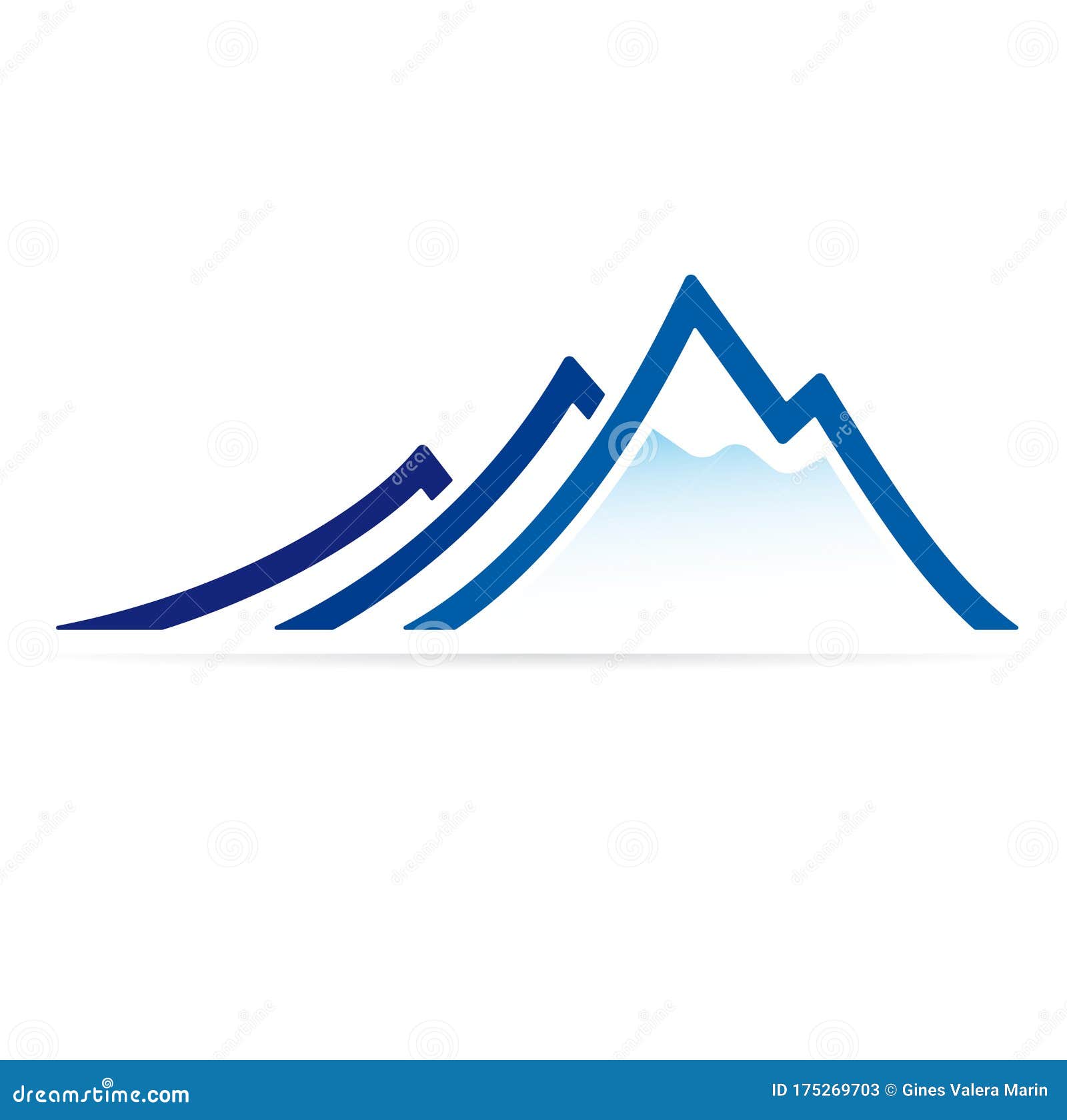 Blue Mountain Ridge Icon in Flat Style Stock Illustration ...