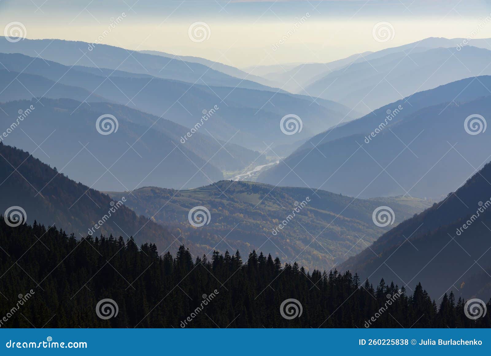 Blue mountains valley stock photo. Image of slopes, ridge - 260225838