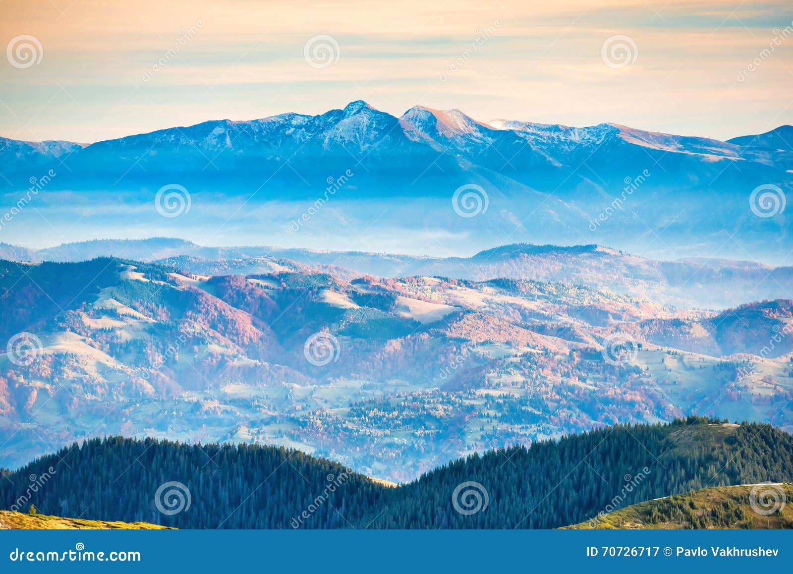 Blue Mountains and Hills at Sunset Stock Image - Image of dawn, dusk ...