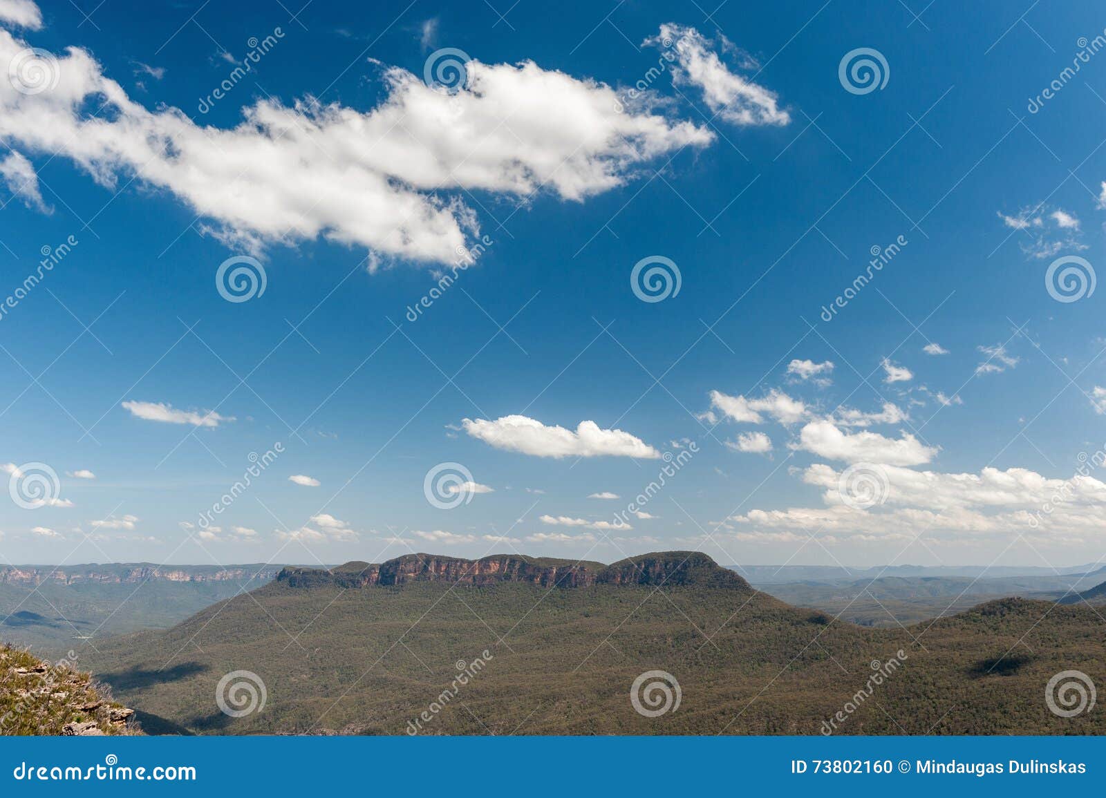 Blue Mountains in Sydney, Australia. Cloudy Blue Sky and Shadows Stock ...