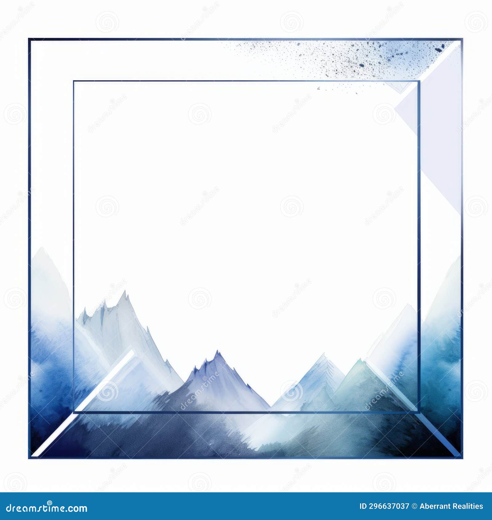 Blue Mountains and Watercolor Mountains in a Square Frame Stock ...