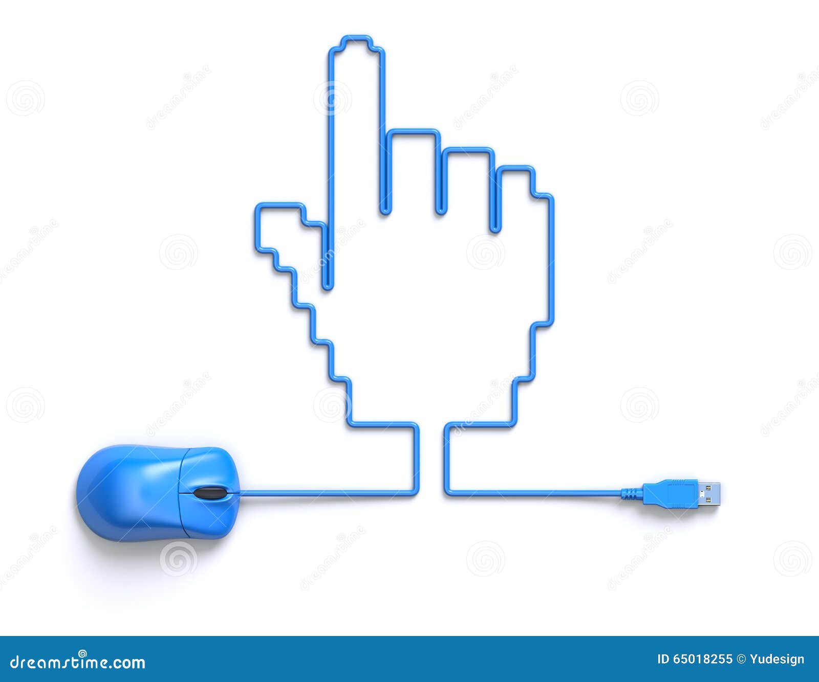 Blue Mouse and Cable in the Shape of Cursor Stock Illustration ...