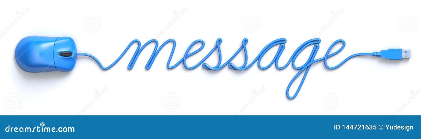 Blue Mouse and Cable in the Shape of Message Word Stock Illustration ...