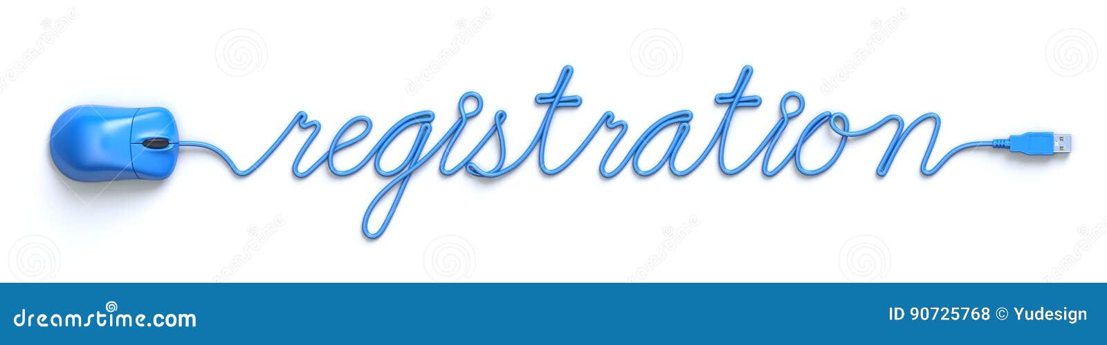 Blue Mouse and Cable in the Shape of Registration Word Stock ...