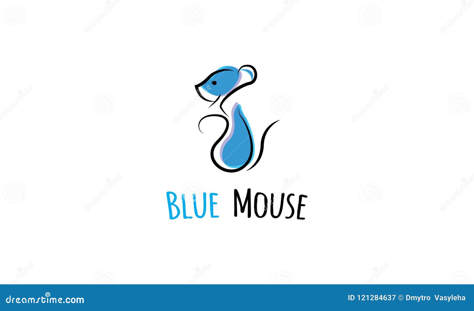Blue mouse vector image stock vector. Illustration of silhouette ...