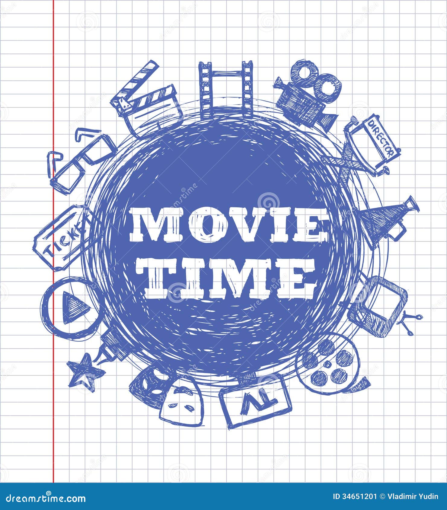 Blue movie icon set stock vector. Illustration of drawn - 34651201