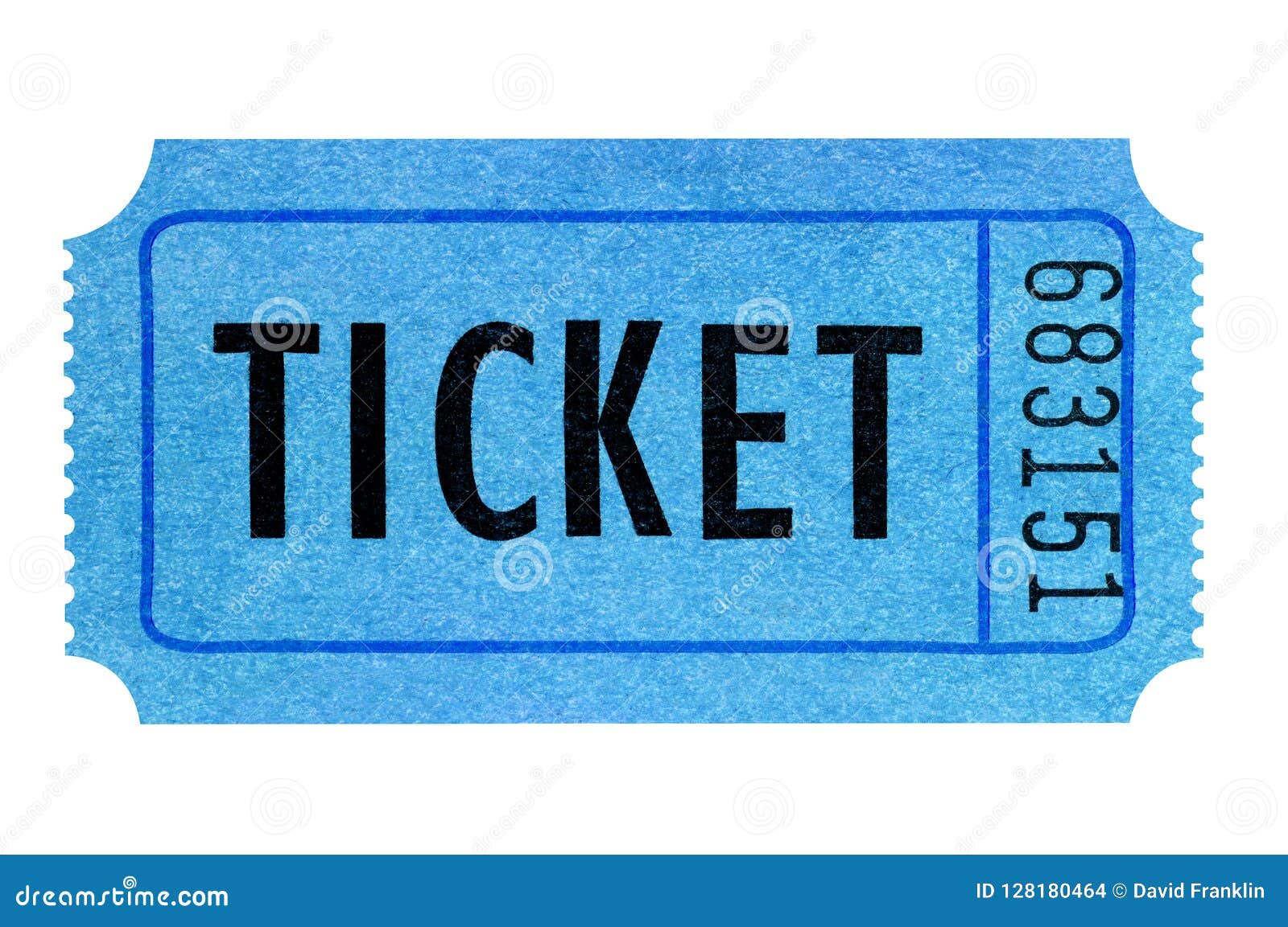 Blue Movie Ticket Isolated on White Background Stock Photo - Image of ...