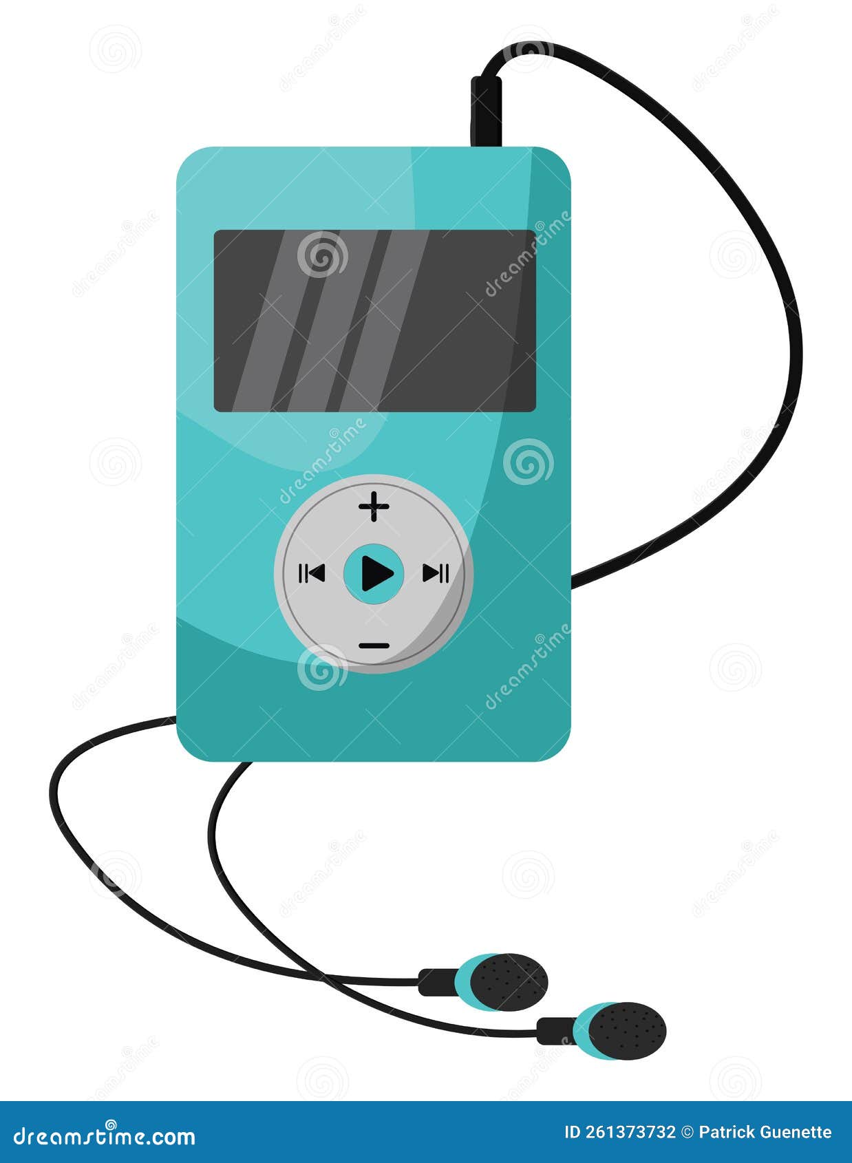 Blue mp3 player, icon stock vector. Illustration of mobile - 261373732
