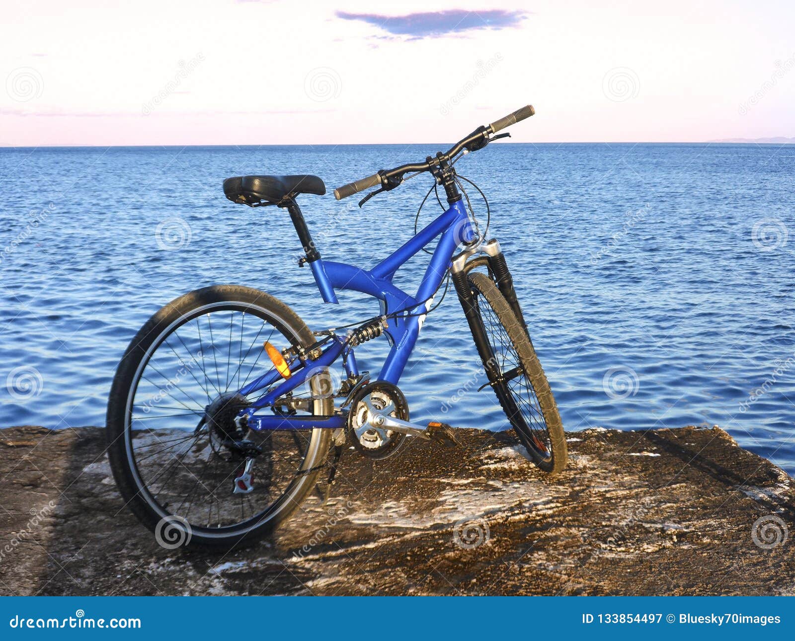 Blue Mtb Bike at the End of Pier. Stock Image - Image of adventure ...
