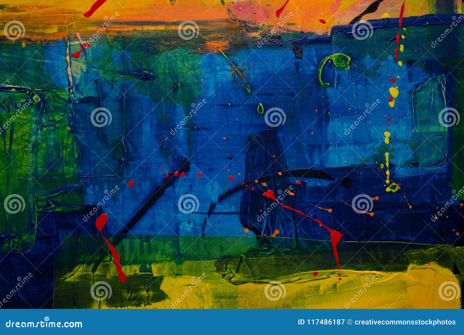 Blue And Multicolored Abstract Paitning Picture. Image: 117486187