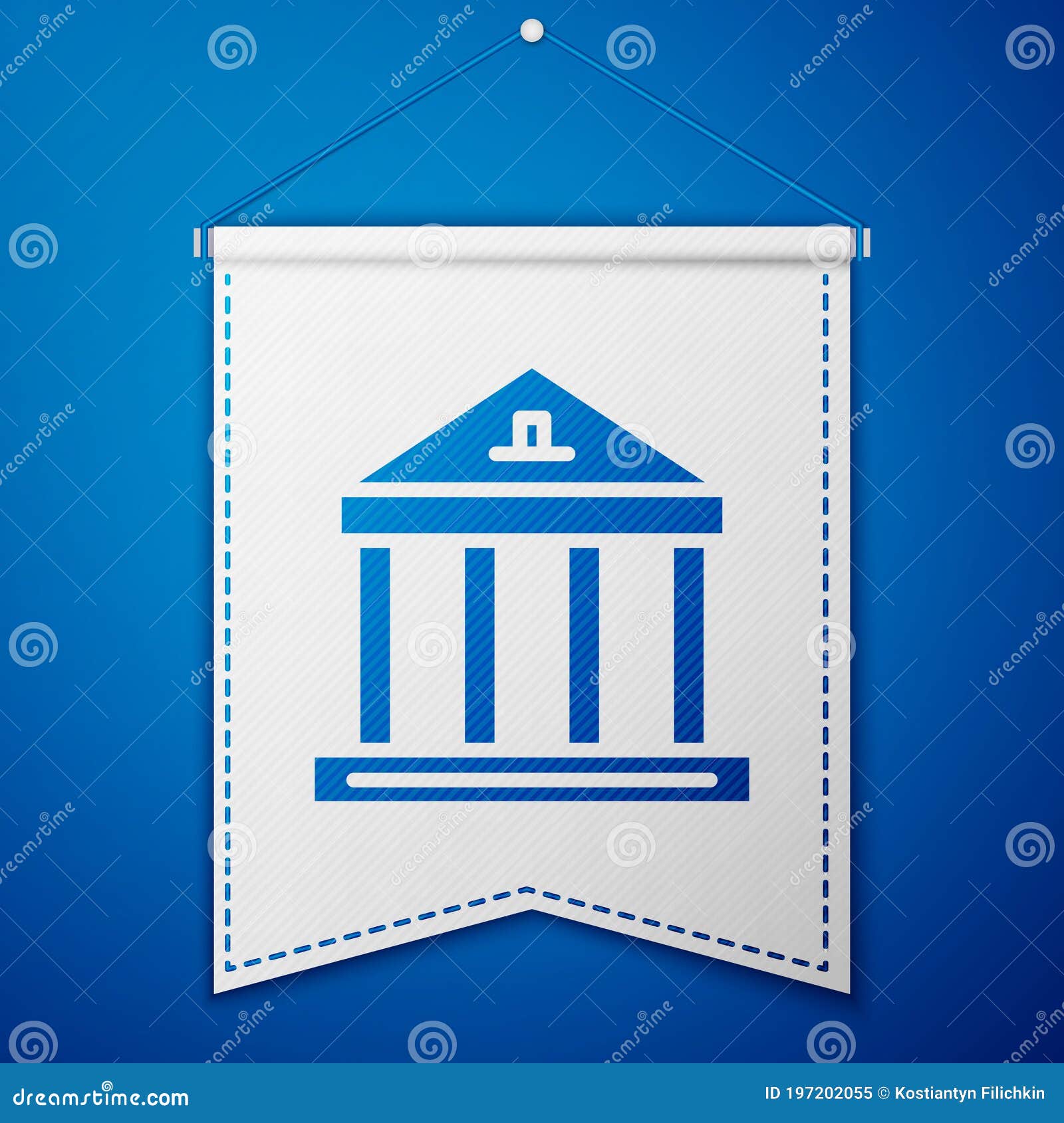 Blue Museum Building Icon Isolated on Blue Background. White Pennant ...