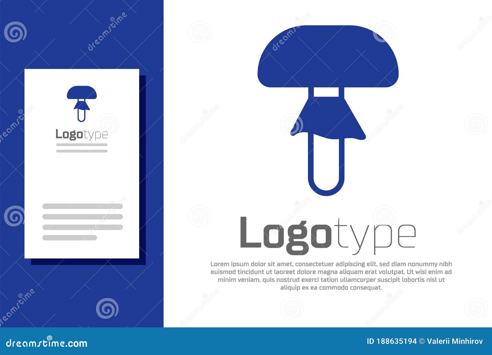 Blue Mushroom Icon Isolated on White Background. Logo Design Template ...
