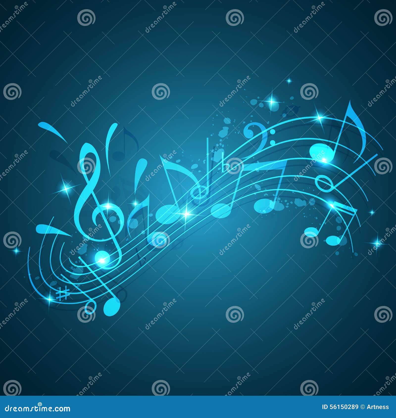 Blue music background stock vector. Illustration of music - 56150289