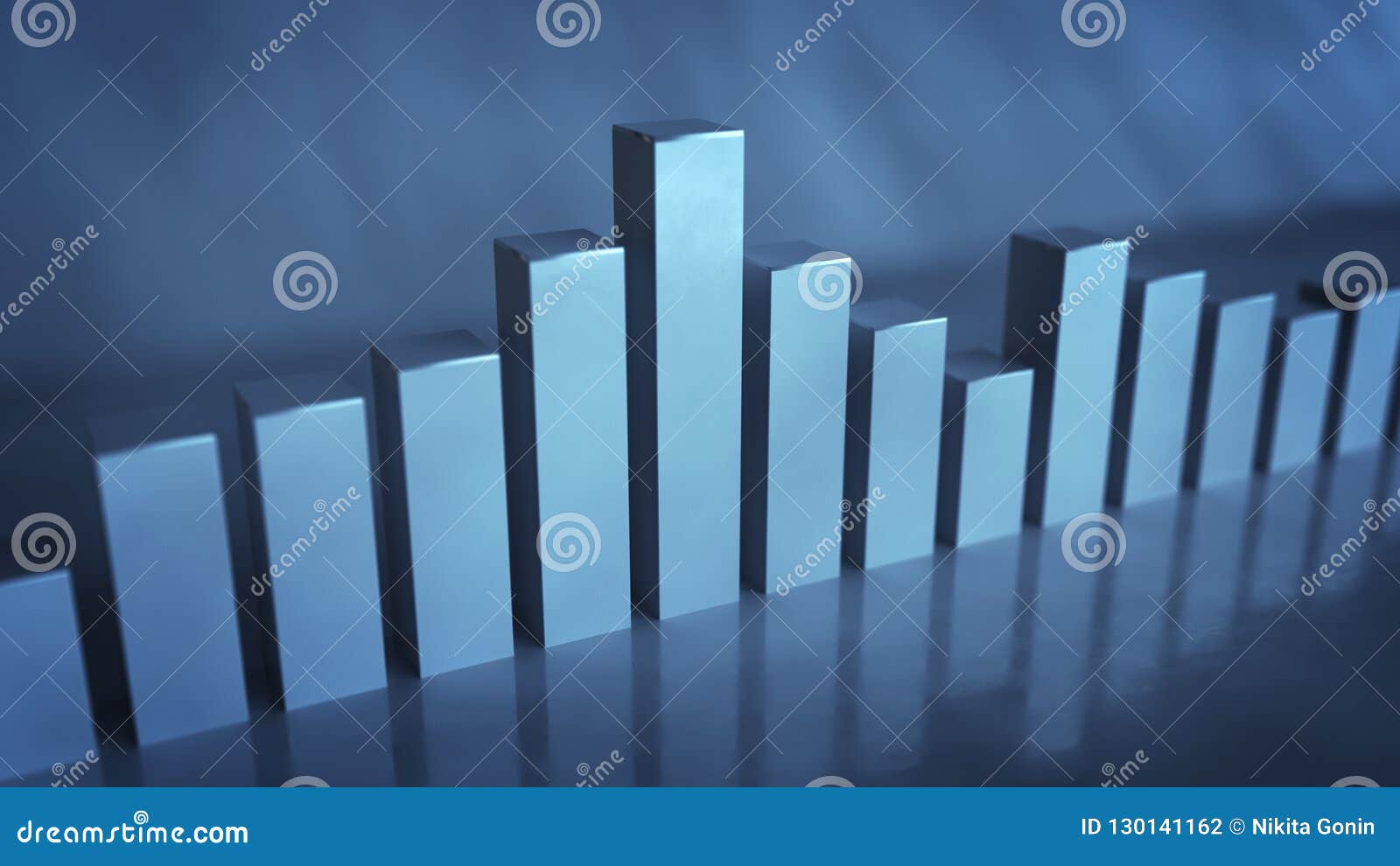Blue Music Equalizer Bars 3D Render Stock Illustration - Illustration ...