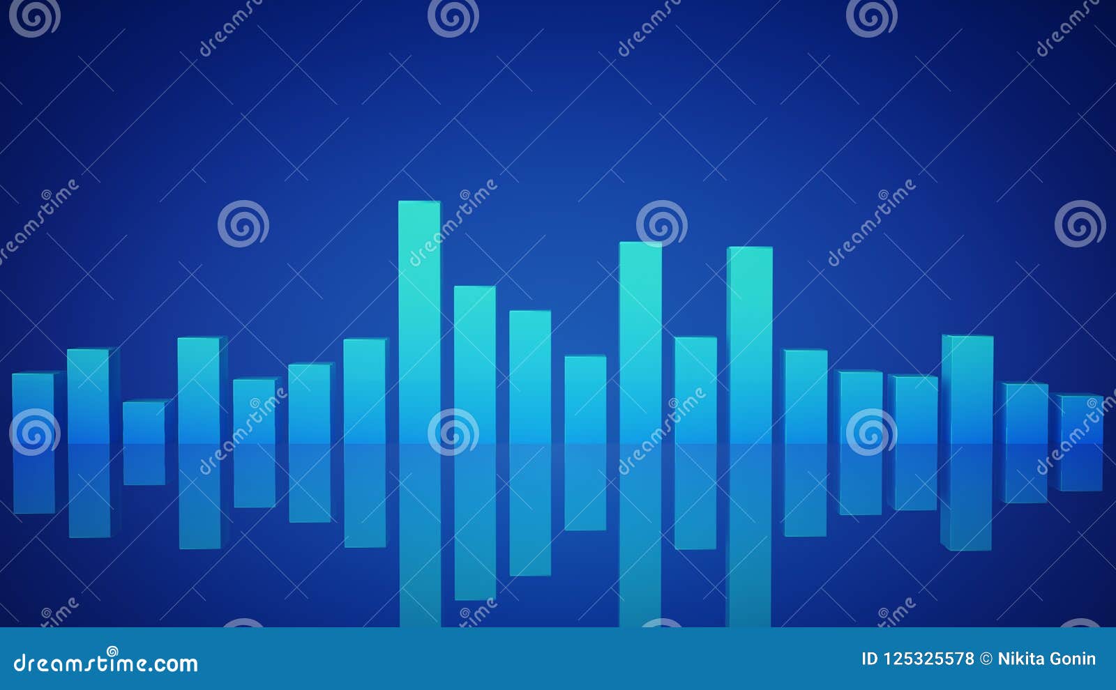 Blue Music Equalizer Bars 3D Render Illustation Stock Illustration ...