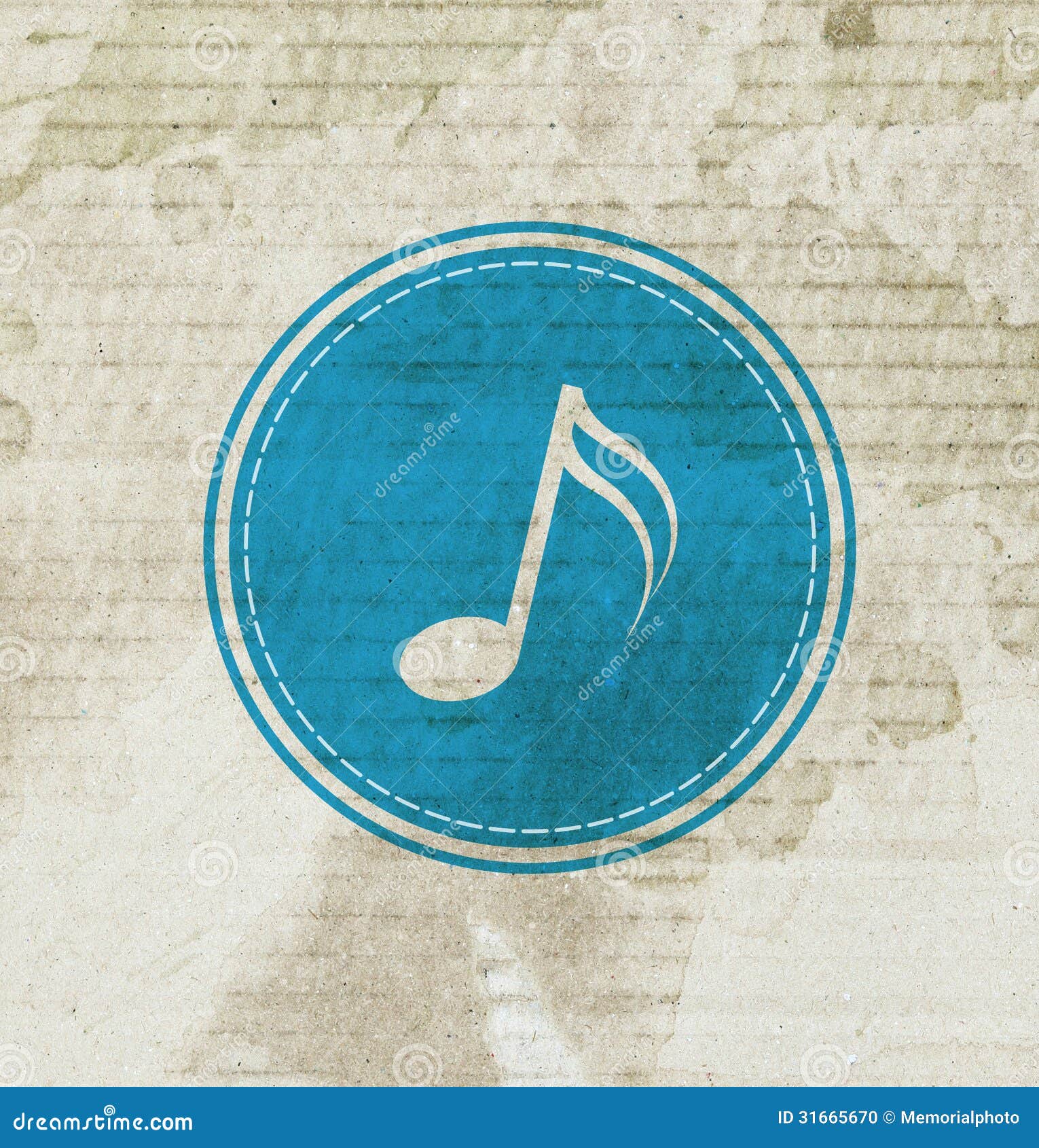 Blue Music Note on Grunge Paper Stock Illustration - Illustration of ...