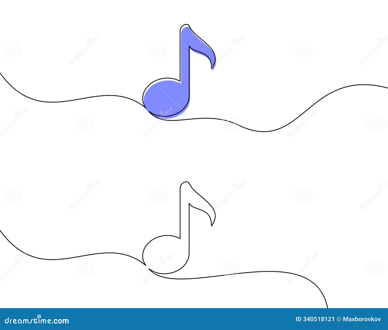 Blue Music Note Minimalist Line Art Vector Illustration Stock ...