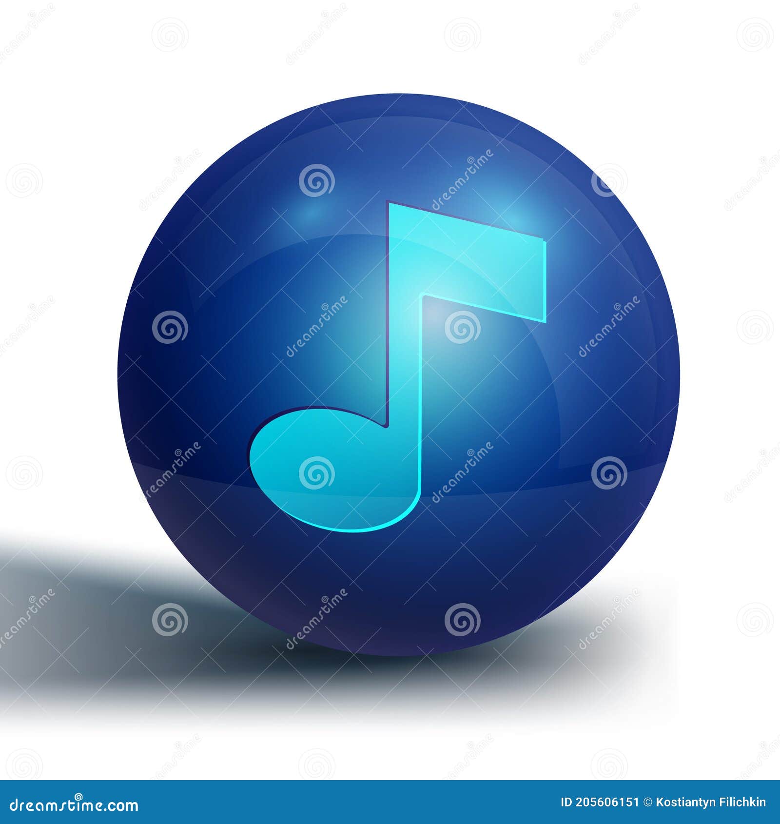 Blue Music Note, Tone Icon Isolated on White Background. Blue Circle ...