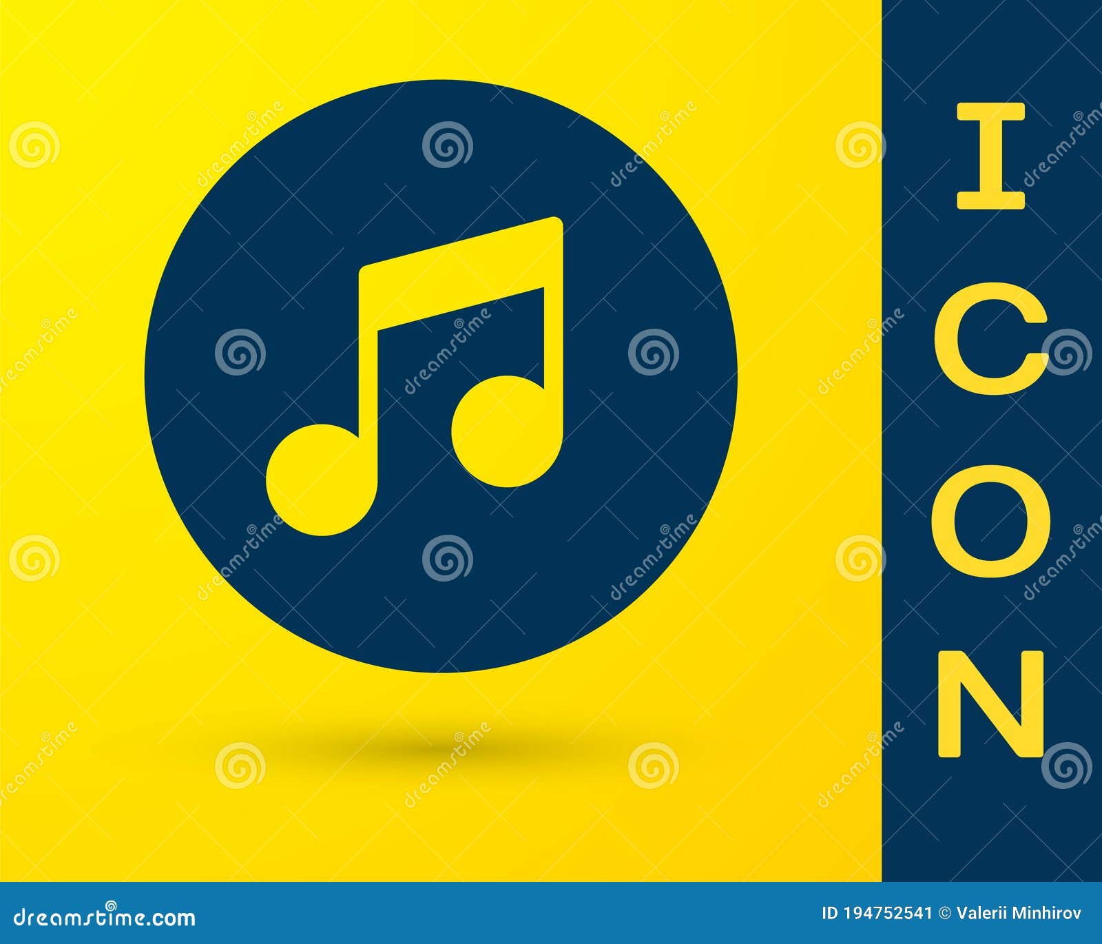 Blue Music Note, Tone Icon Isolated on Yellow Background. Vector Stock ...