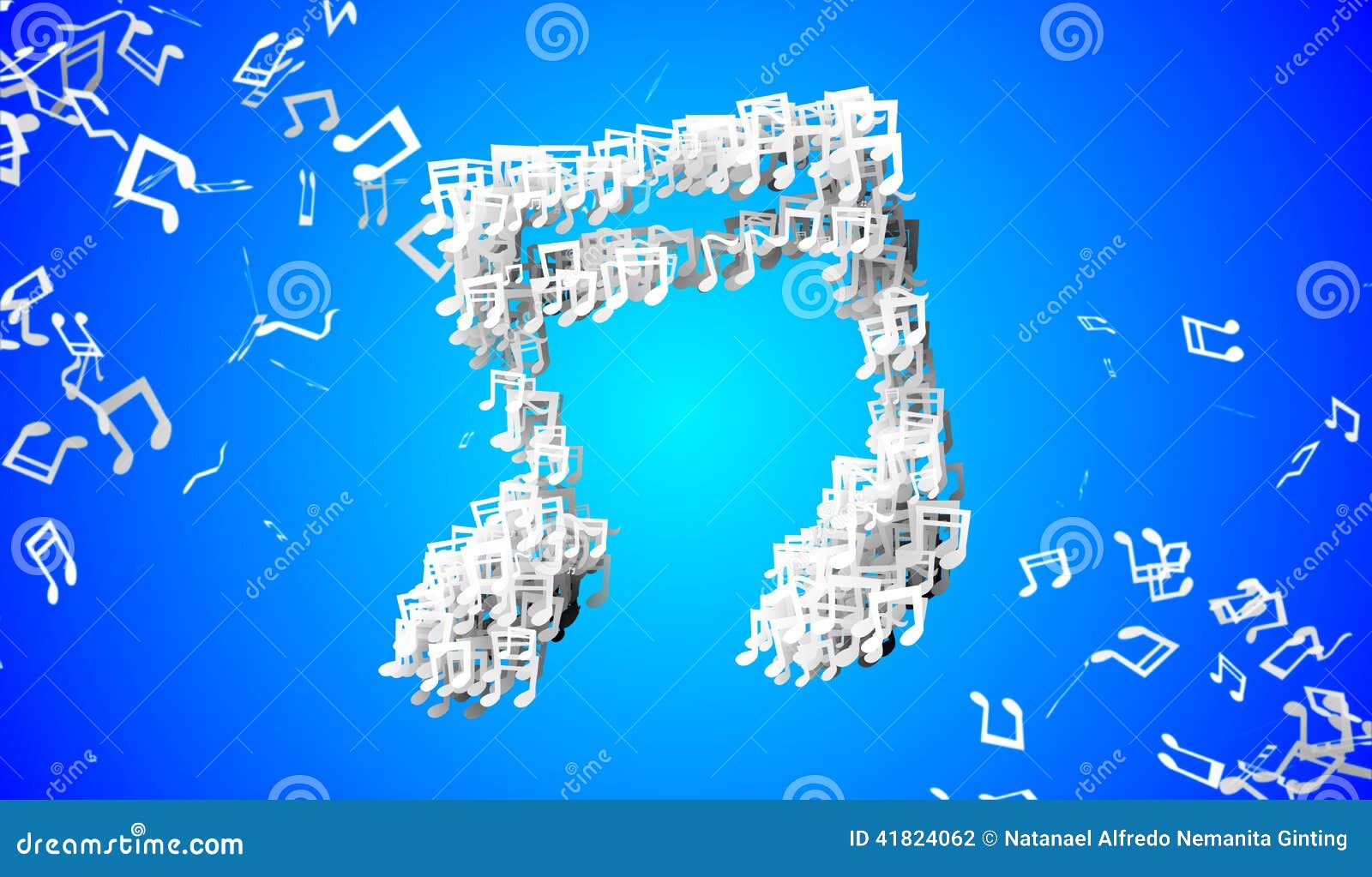 Blue Musical Note Particles 3D Stock Illustration - Illustration of ...