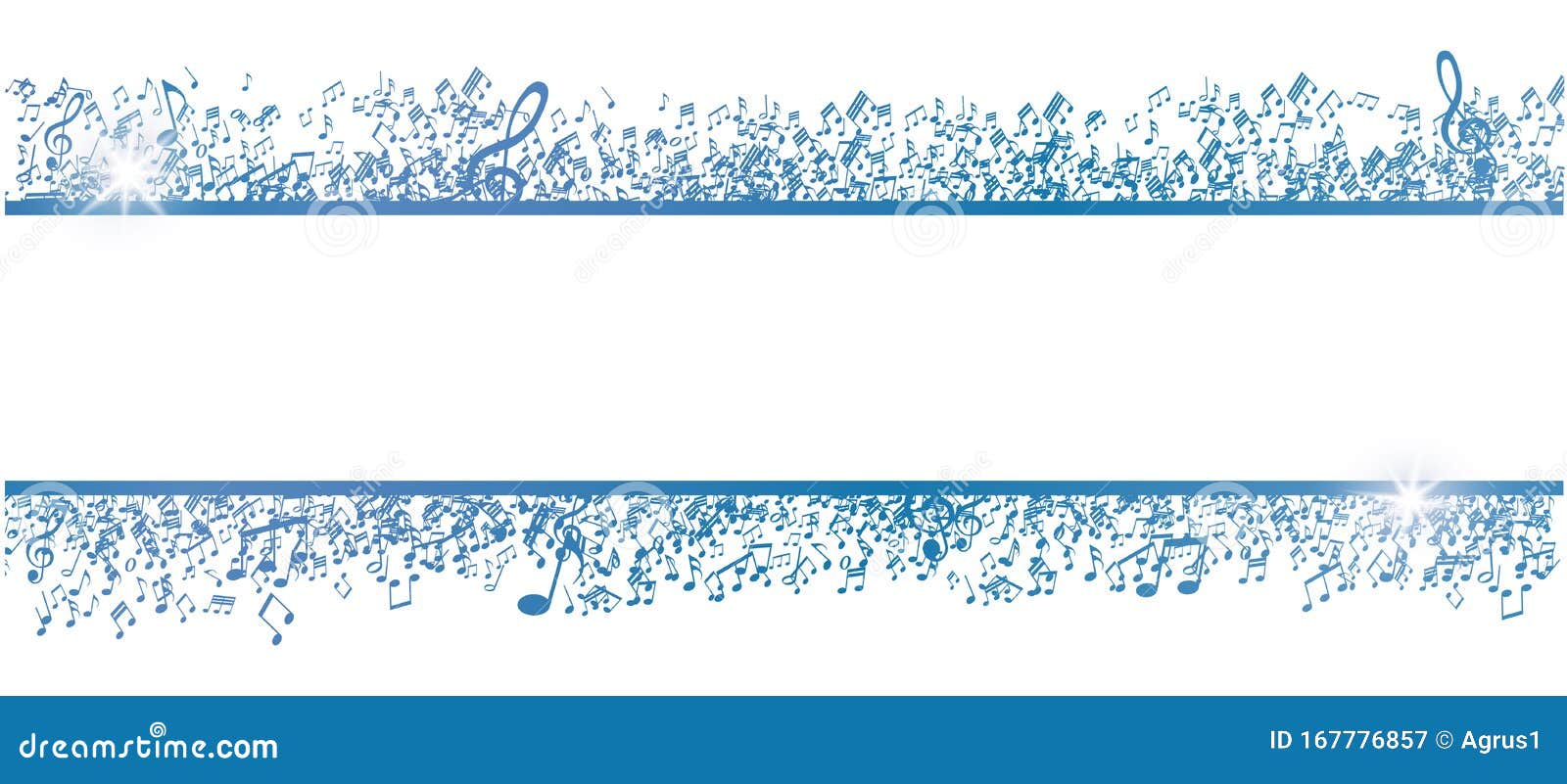 Blue Musical Notes Frame Isolated on White Background Stock Vector ...