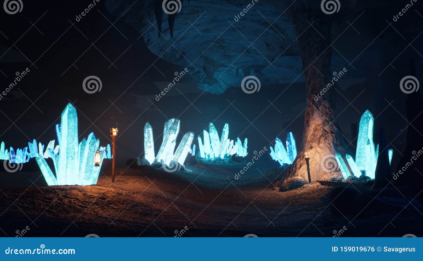 Blue Mystical Background With Stars, Clouds And Orbits With Place For ...