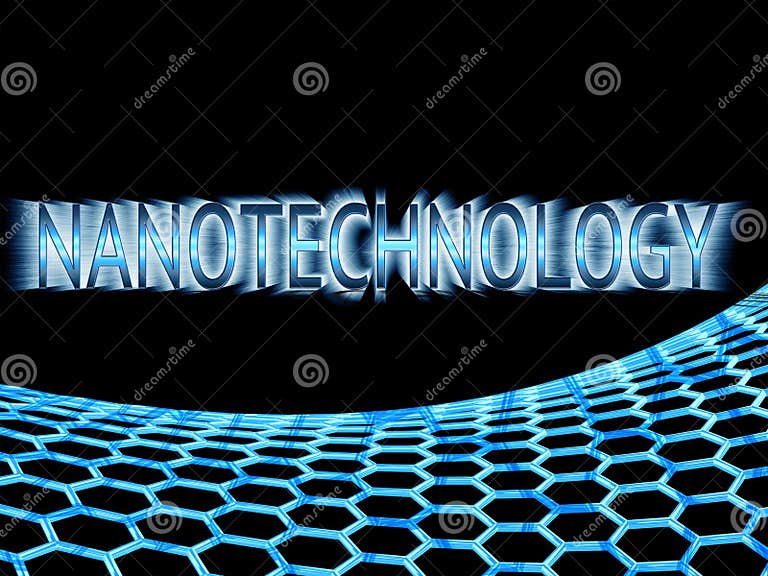 Blue Nanotechnology Text in Ray Lights and Blue Graphene Structure on ...