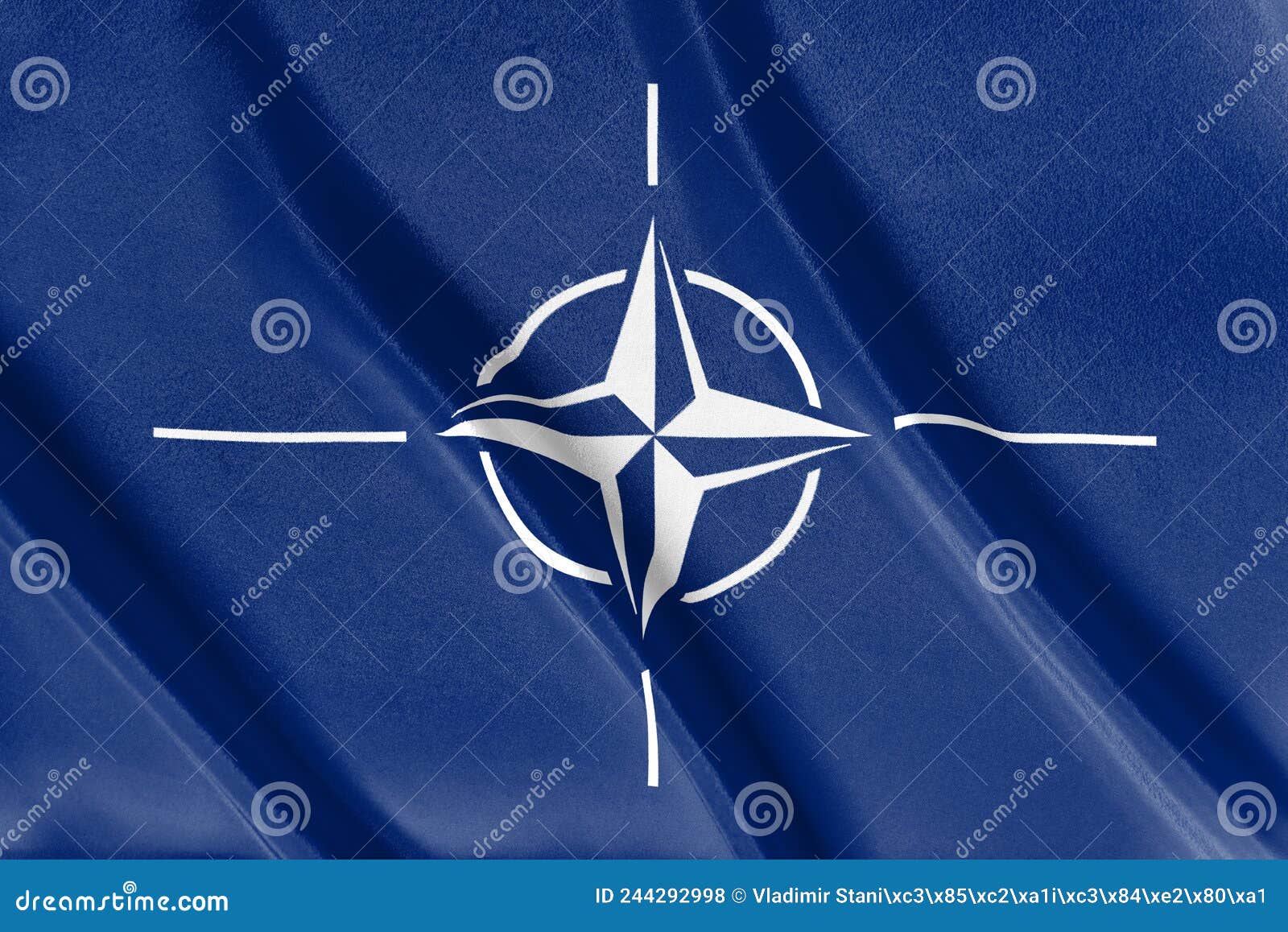 A Blue NATO Flag Fluttering in the Wind Editorial Stock Photo - Image ...