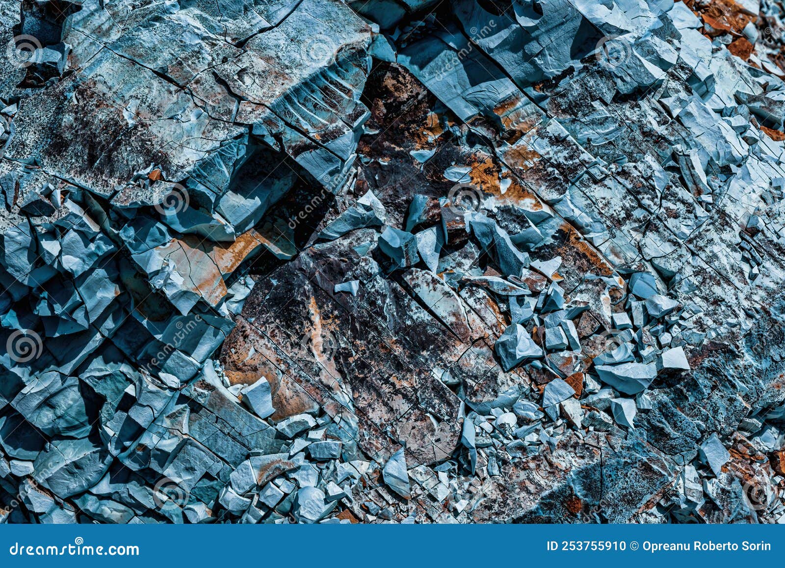 Blue natural rock texture stock photo. Image of natural - 253755910
