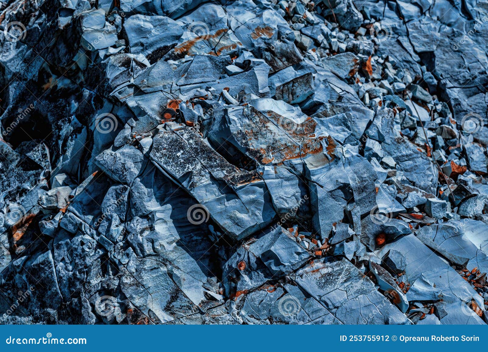 Blue natural rock texture stock photo. Image of light - 253755912