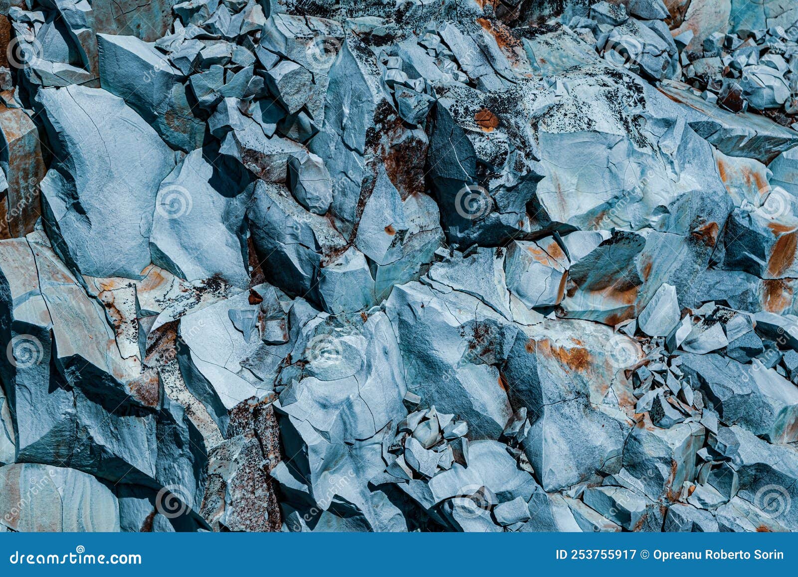 Blue natural rock texture, stock image. Image of landscape - 253755917