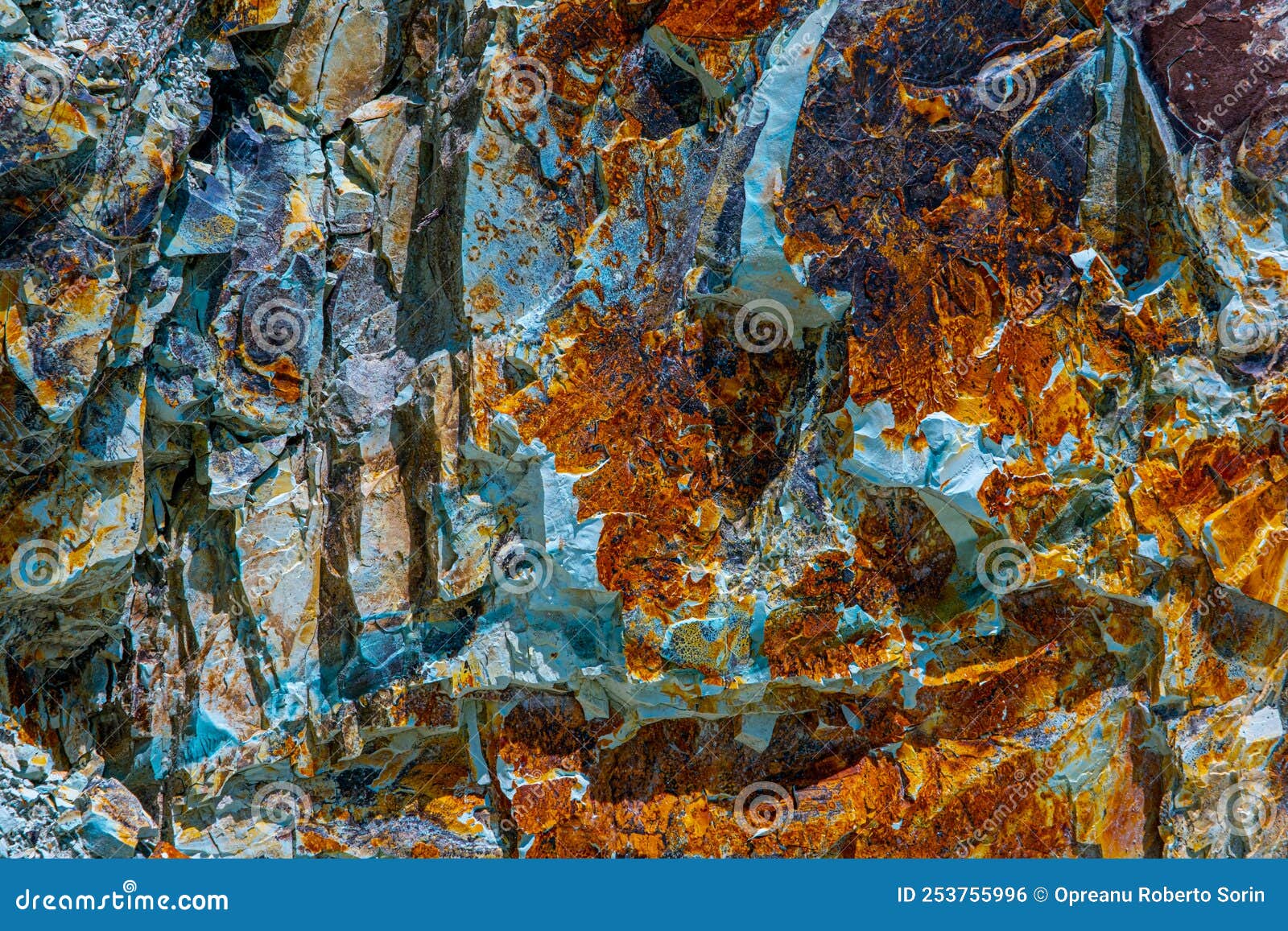 Blue natural rock texture stock photo. Image of marble - 253755996
