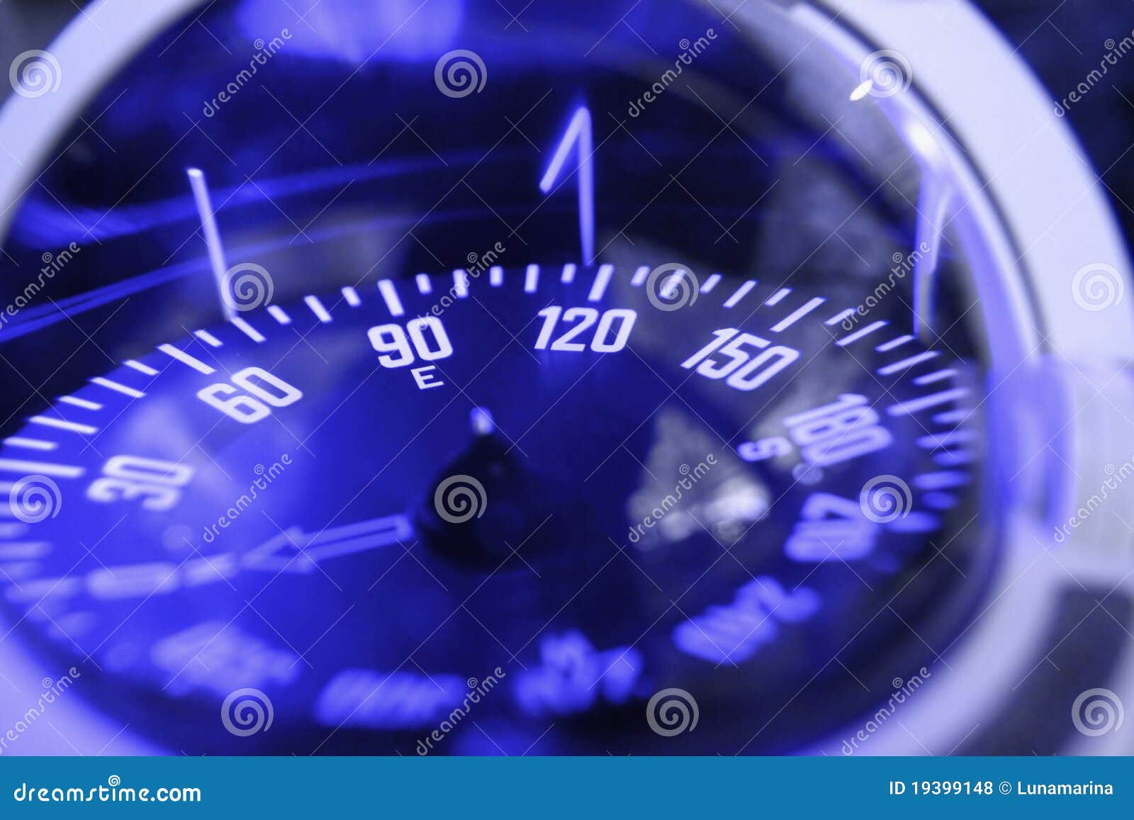 Blue Nautical Compass Closeup Focus on East Stock Photo - Image of ...