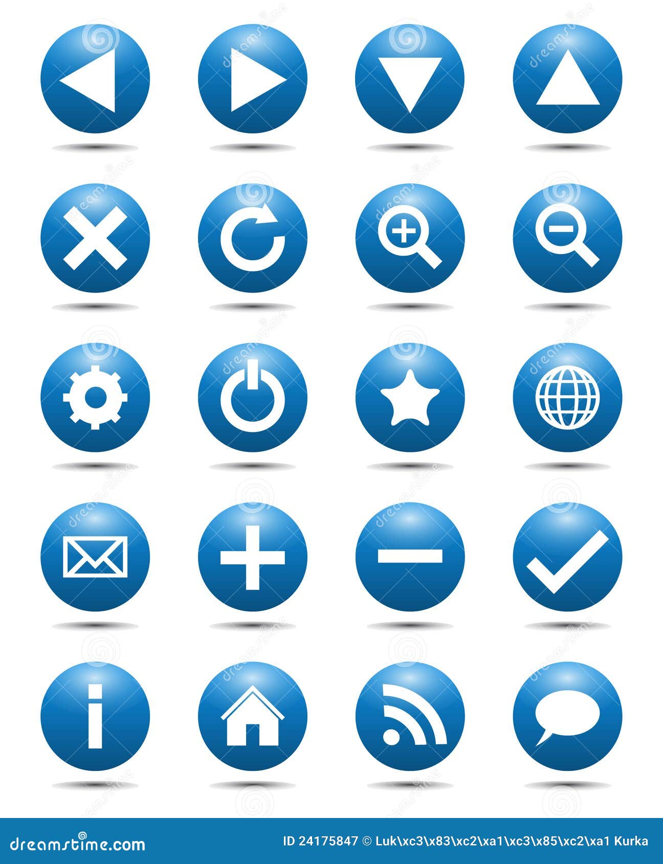 Blue Navigation Web Icons stock vector. Illustration of magnifying ...