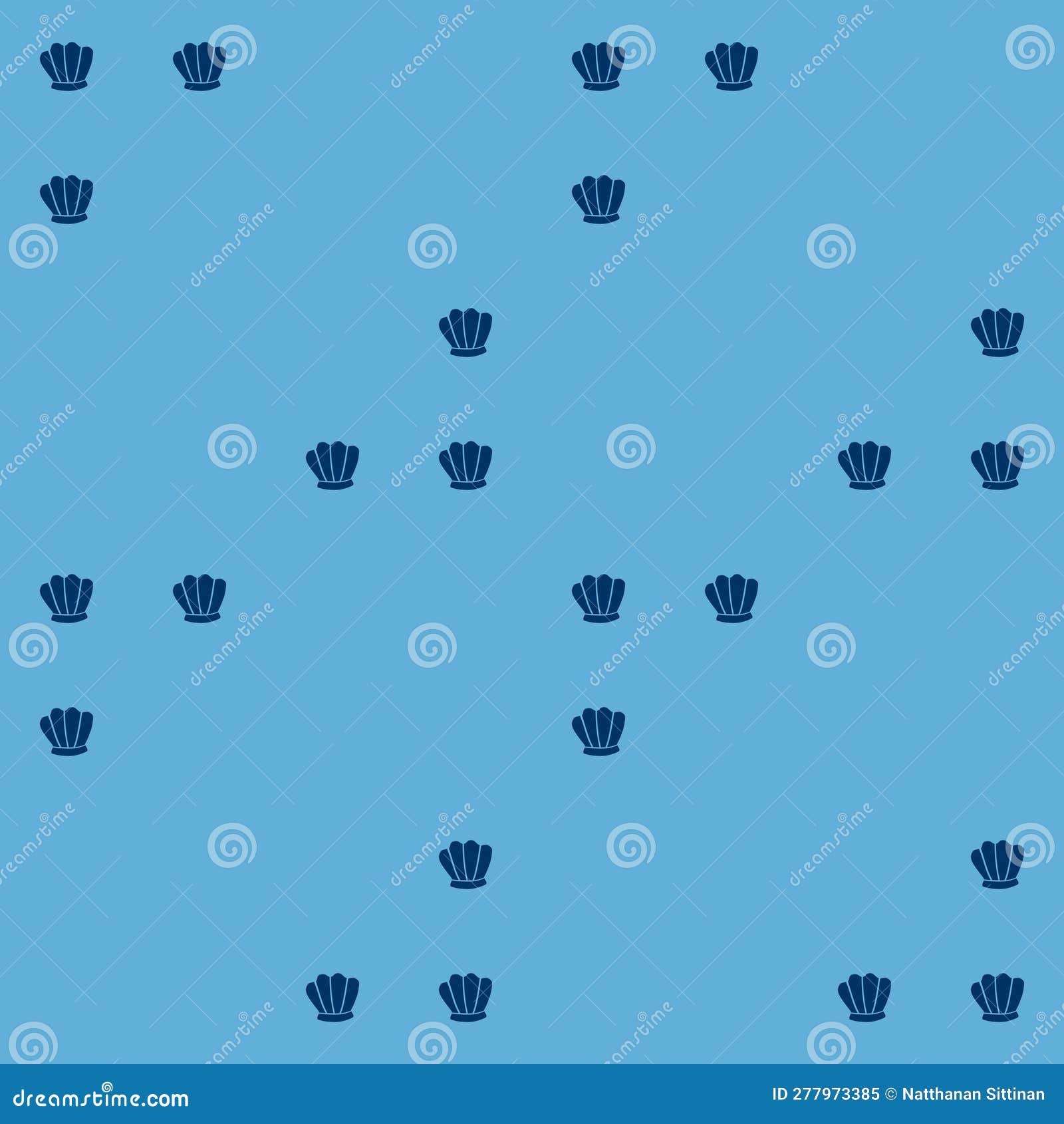A Blue and Navy Blue Monochrome Seamless Pattern of the Scallops with a ...