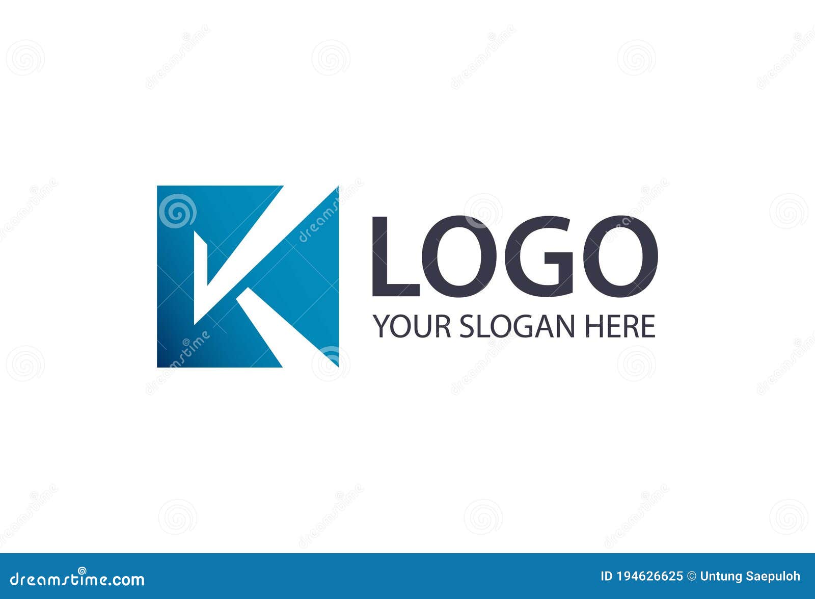 Blue Negative Space Initial Square Letter K App Logo Icon Design Stock ...