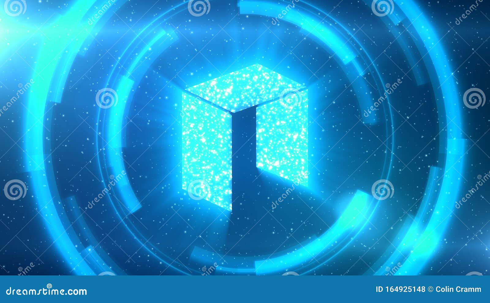 Blue NEO Symbol on Space Background with HUD Elements Stock ...
