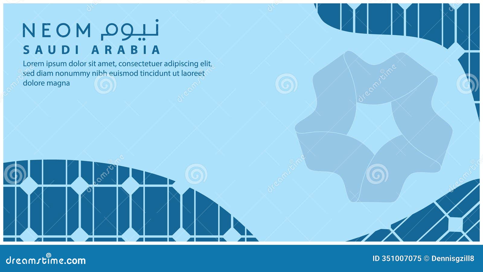 Blue NEOM Background with Geometric Patterns Stock Illustration ...