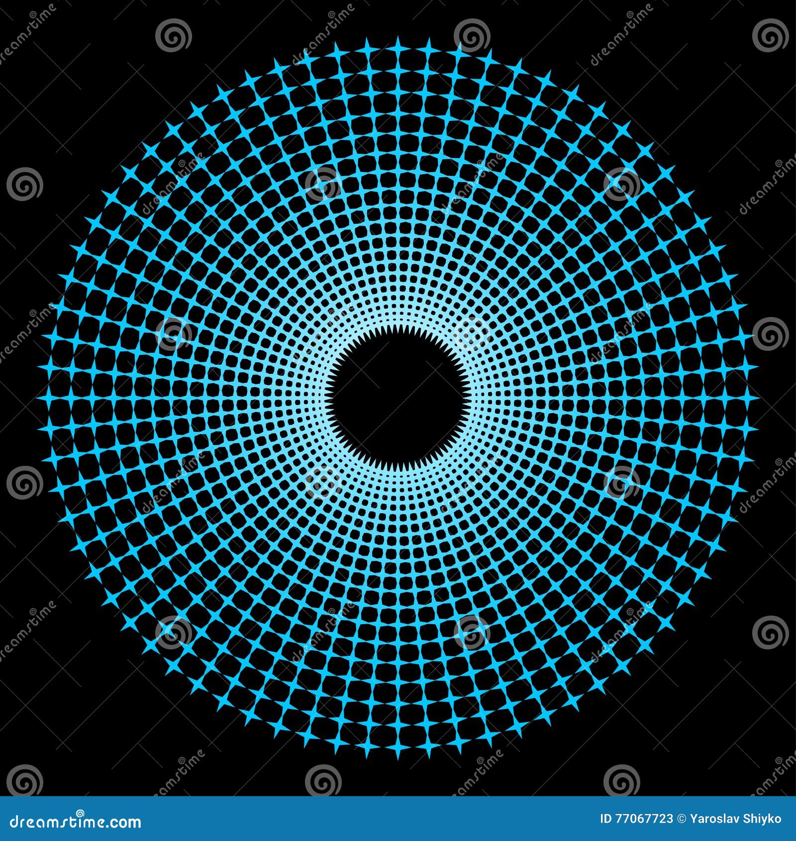 Blue Neon Abstract Background. Circles of Glowing Pixels Stock Vector ...