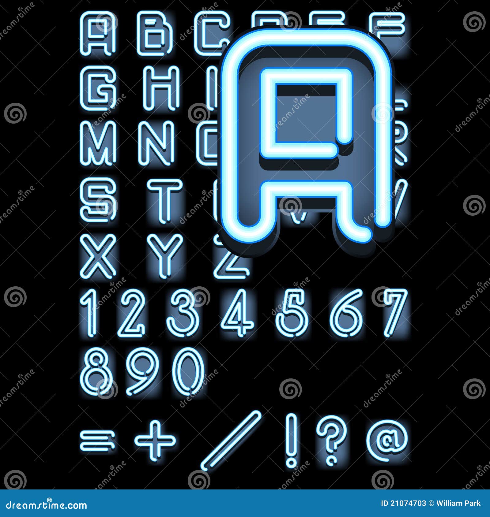 Blue_neon_alphabet stock vector. Illustration of scrapbook - 21074703
