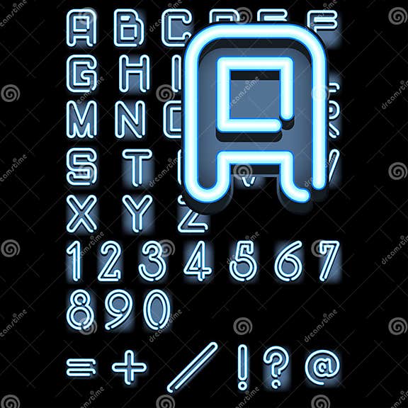 Blue_neon_alphabet stock vector. Illustration of scrapbook - 21074703