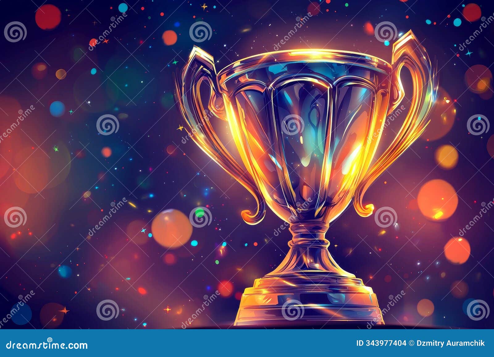 Blue Neon Background with Futuristic Technology. Champion Trophy Stock ...