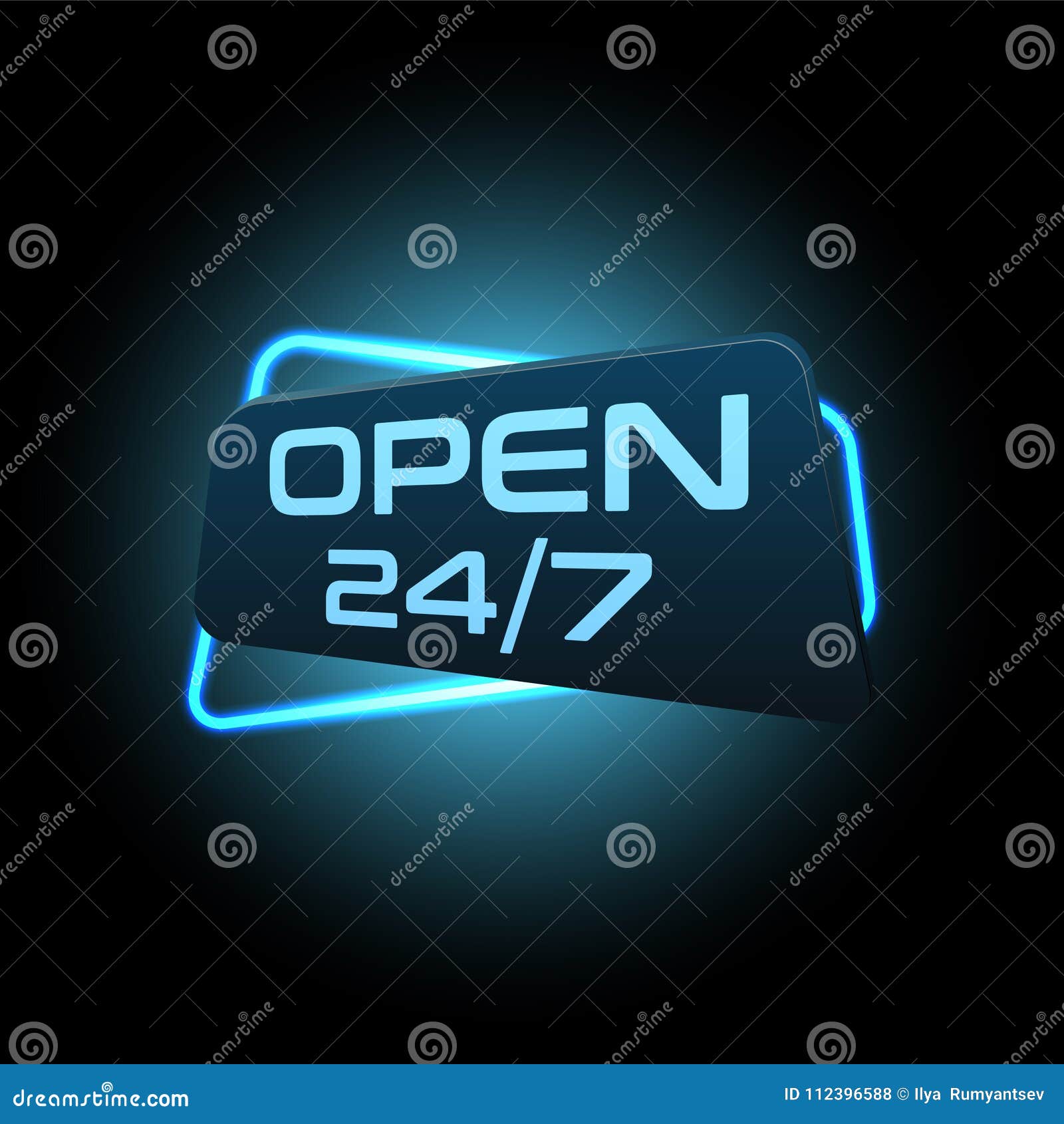 Banner Open 24 Hours 7 Days. Banner Twenty Four Ours In Dark Blue Color ...