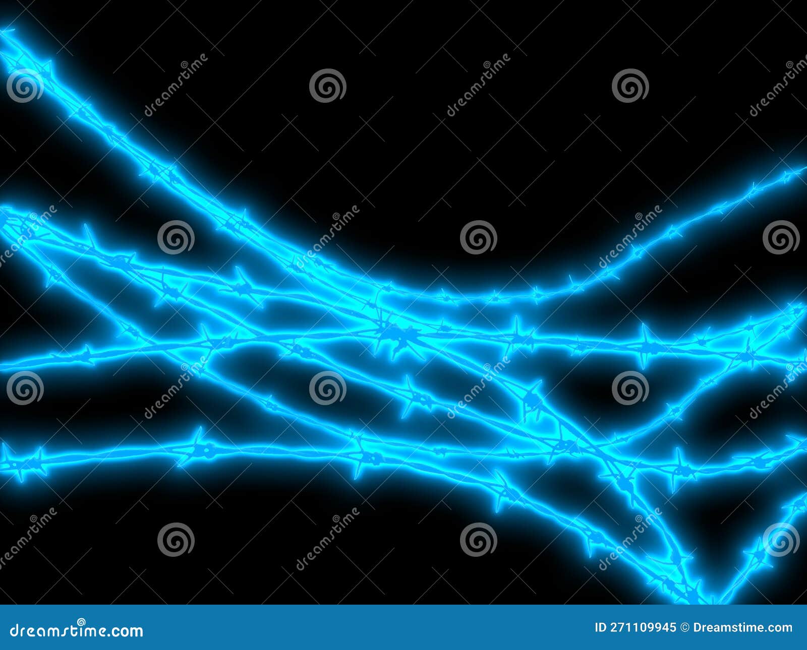 Blue Neon Barbed Wire on Black Background Stock Image - Image of ...