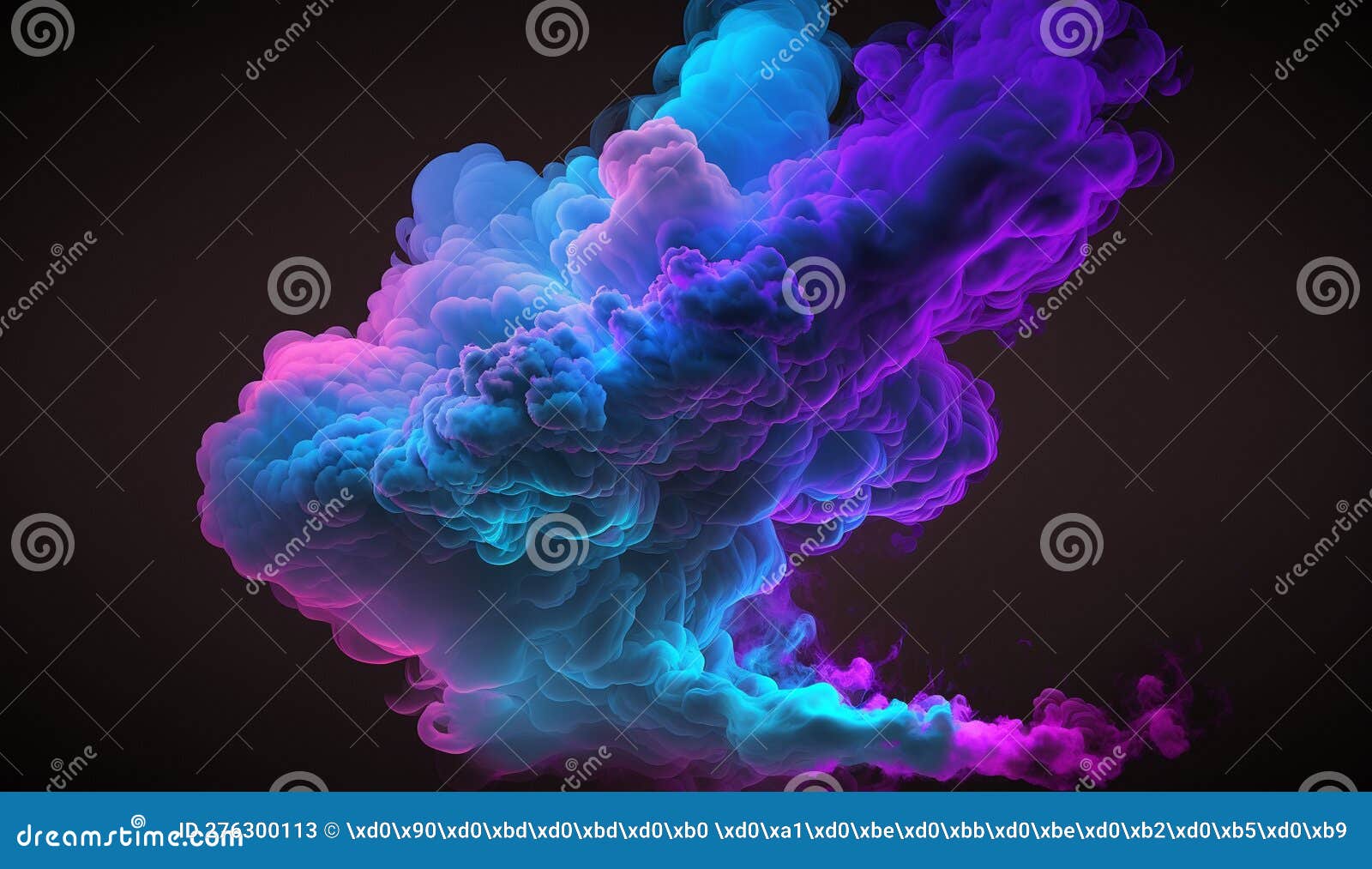 Blue Neon Cloud of Smoke. Generative AI Stock Illustration ...